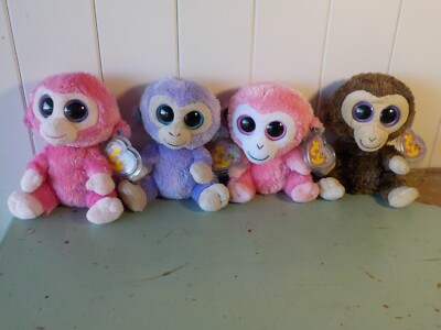 6 inch 4 Beanie boo monkey's monkey W Tags Sherbet Razberry Blueberry ...