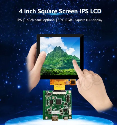 4'' 480*480 IPS Square LCD Display Touch Screen HDMI Controller Board ...