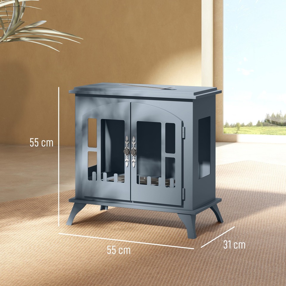 HOMCOM Ethanol Fireplace Stove Freestanding Bioethanol Fire, 0.9L Tank ...