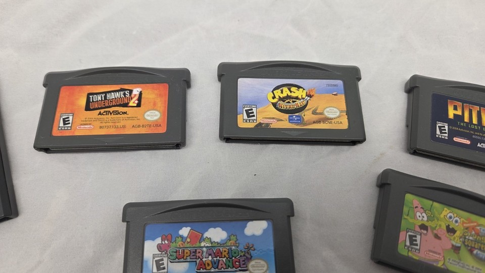 Nintendo Gameboy Lot Advance, Mario,Pacman,Tony Hawk, Spongebob, Crash ...
