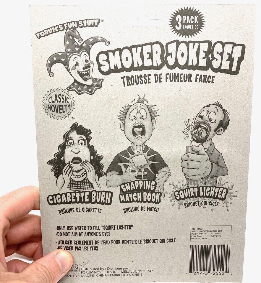 Smoker Joke Prank GaG Joke Set - Cigarette Burn-Snapping Matches-Squirt ...