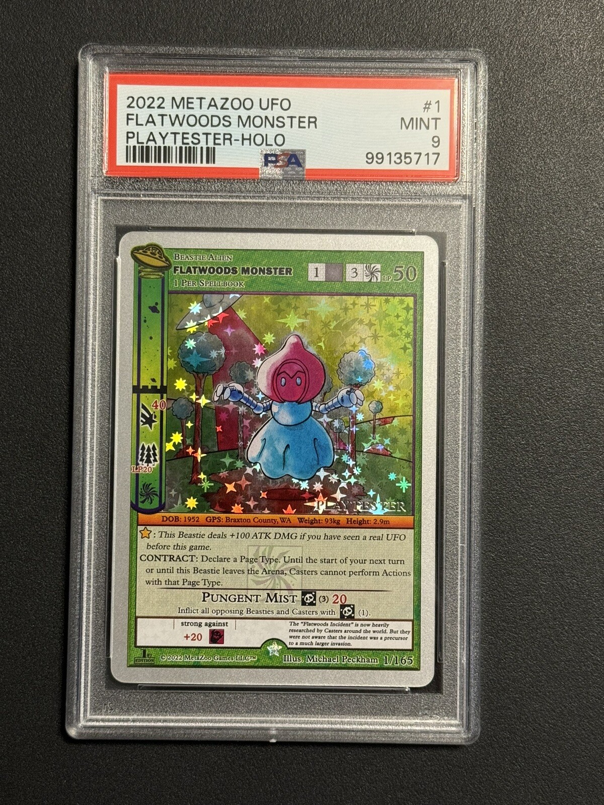 PSA 9 MINT MetaZoo Flatwoods Monster UFO Playtester Holo Rare 1/165 (1 ...