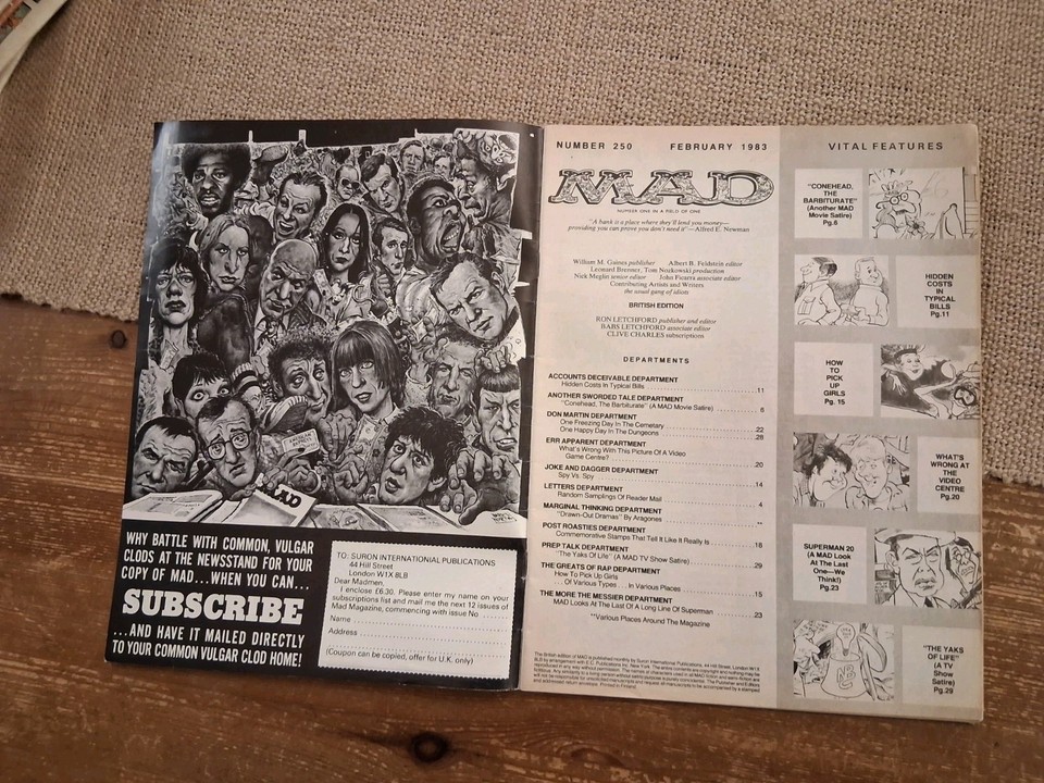 Mad Magazine No 250 February 1983 Features Conan The Barbarian UK ...