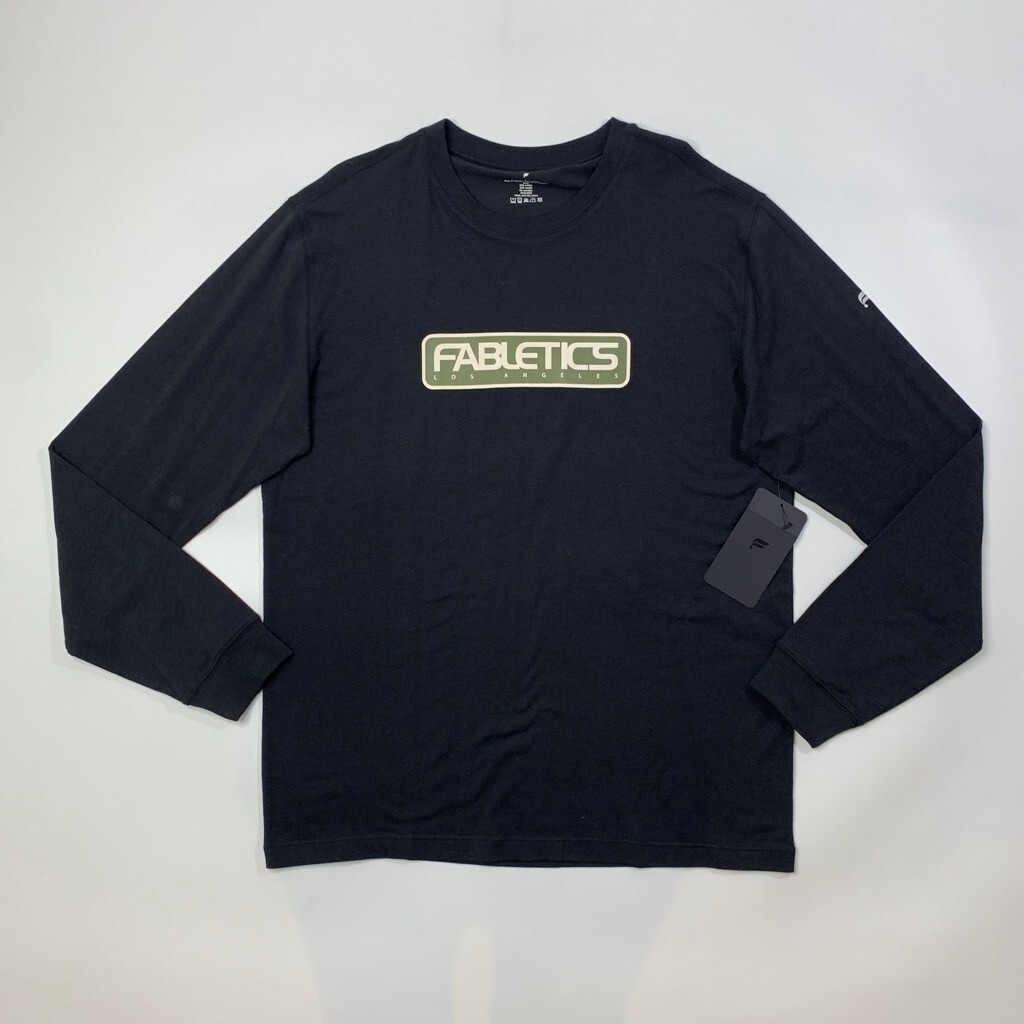 Fabletics T Shirt Mens L Large Black The 24-7 Long Sleeve 4 Way Stretch ...