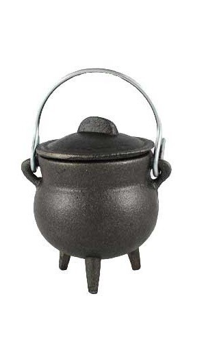 Cast Iron 3" Pot Belly Cauldron w/lid Smudging Incense Burning Pot ...