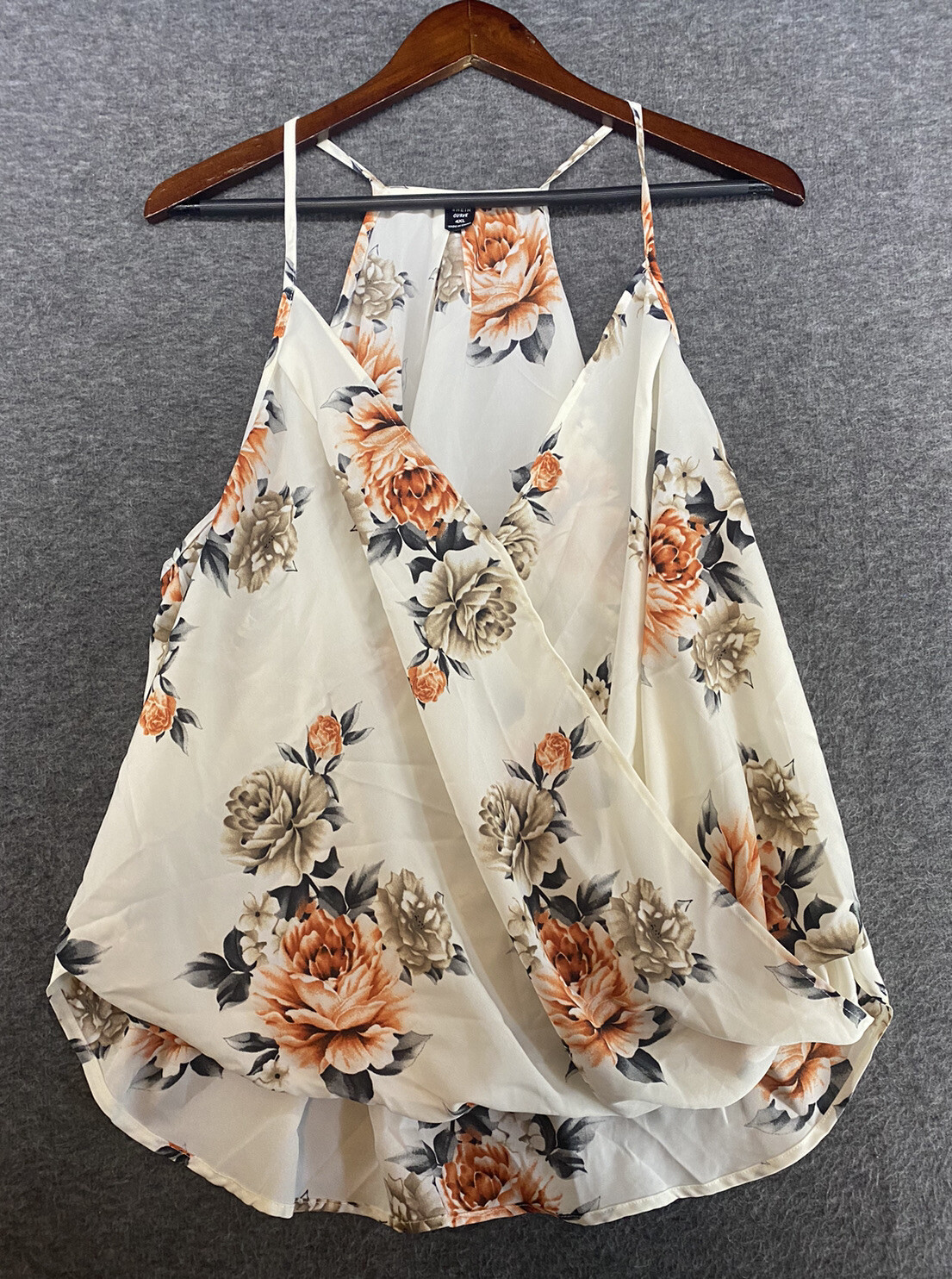 Shein Curve Multicolor Floral Spaghetti Strap V-Neck Top Plus Sz 4XL ...