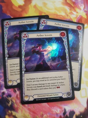 3x Aether Icevein Blue Rainbow Foil Playset Uprising FAB Flesh and ...