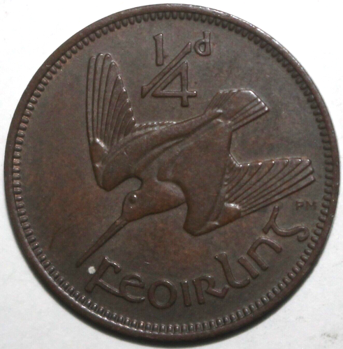 Irish Republic Farthing Coin 1946 KM# 9 Ireland Woodcock Bird Harp 1 ...
