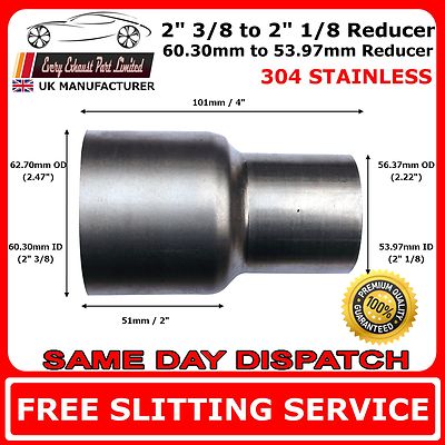 60mm to 54mm Stainless Flared Standard Exhaust Reducer Connector Pipe ...