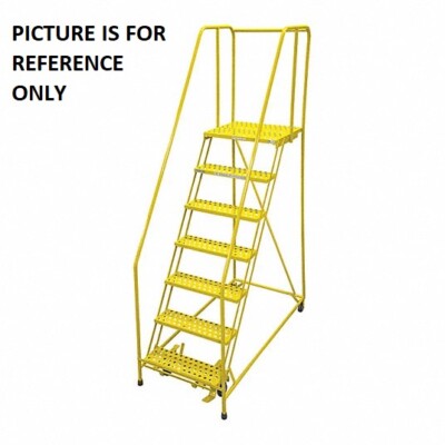 NEW! Cotterman Yellow 100 in H Steel Rolling Ladder, 7 Steps, 450 lb ...