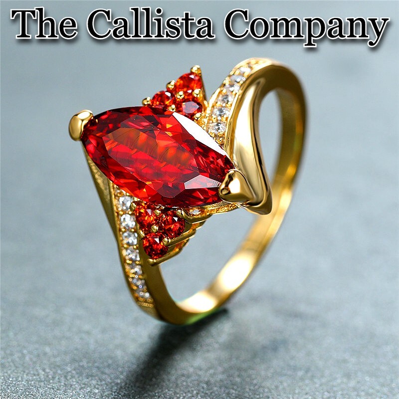 CALLISTA CO LAB-CREATED 3.0 CT MARQUISE CUT RED 5A+CZ 14K YELLOW GOLD RG SZ 6-8 | eBay