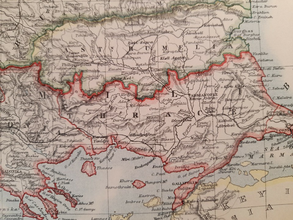 1913 Carte - des Balkans États Rumelia Bulgarie Montenegro Thrace | eBay