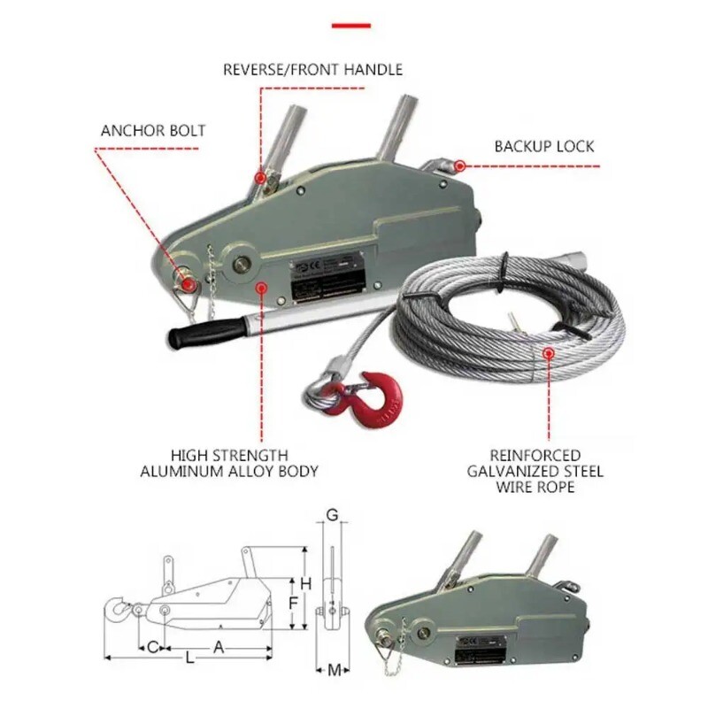 Aluminum Alloy Wire Rope Manual Hoist Aluminum Alloy Hoist Pulling ...