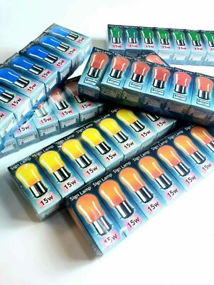 Coloured Pygmy Light Bulbs 15w Crompton Branded BC SBC SES sign light ...
