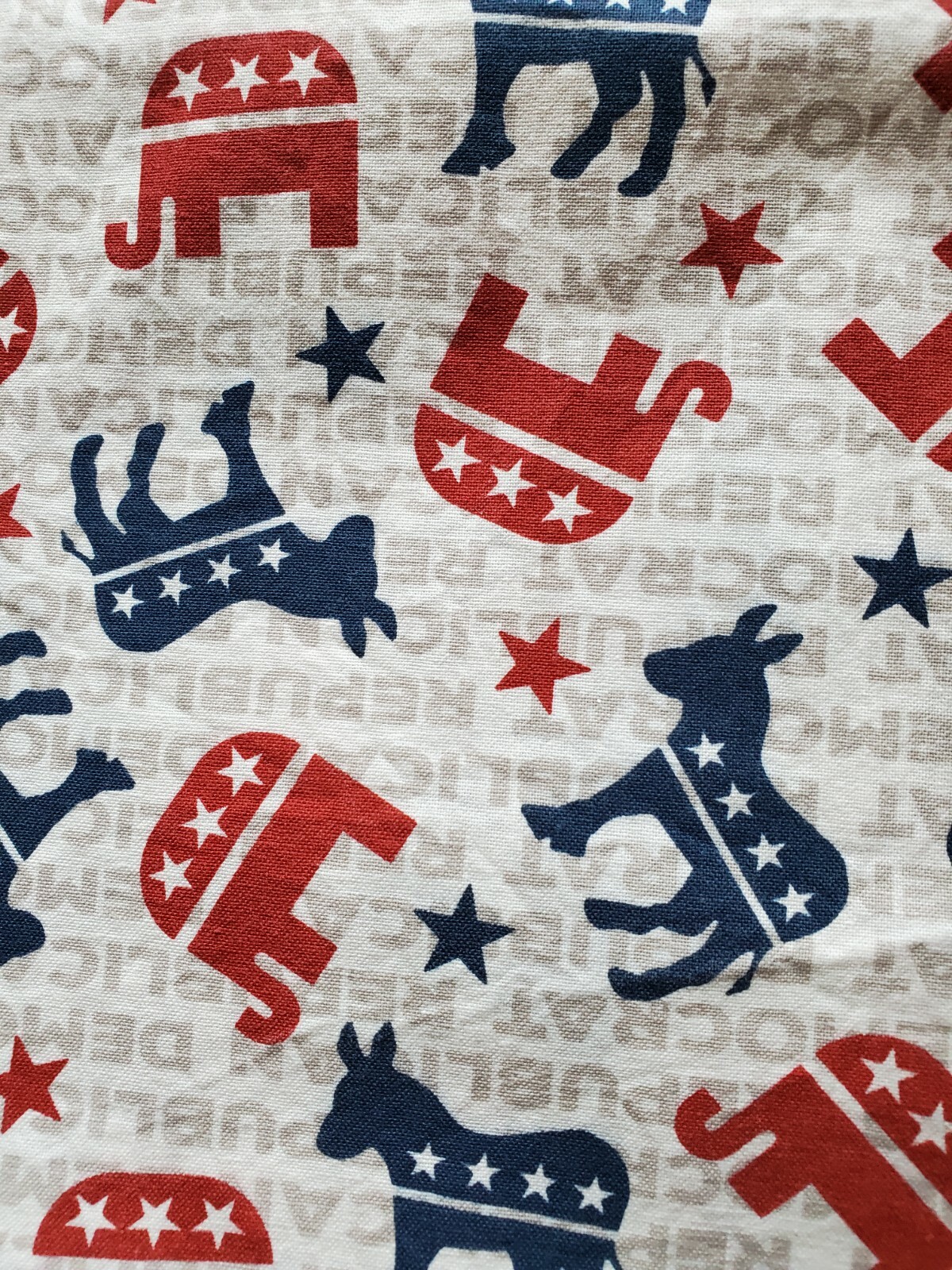 DEMOCRAT/REPUBLICAN THEMED 100% COTTON FABRIC - VOTING - Elephant ...