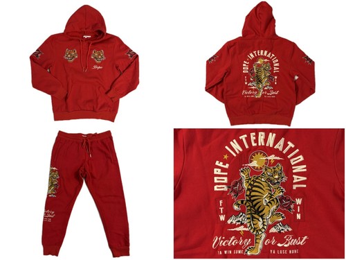 MEDIUM Embroiderd Korean / Japanese Tiger DOPE BRAND Hoodie + Sweatpant ...