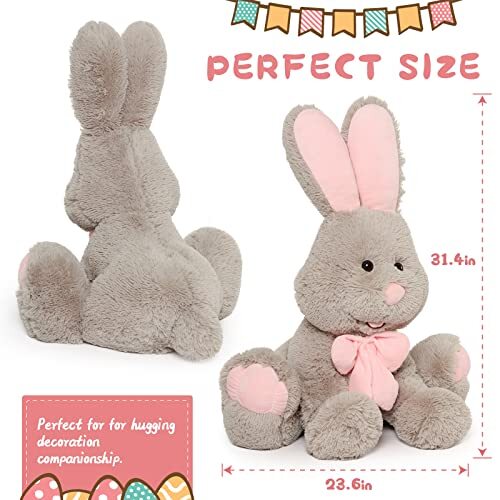 Giant Bunny Stuffed Animal-31.5" Large Stuffed Bunny, Grey Easter ...