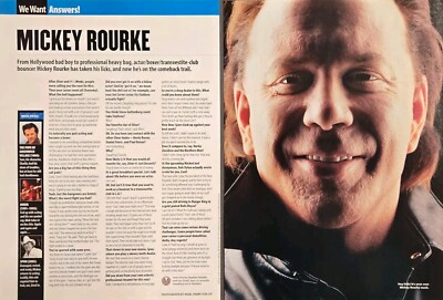 2003 ( 2 PAGE ) ARTICLE - MICKEY ROURKE - WE WANT ANSWERS! MAXIM ...