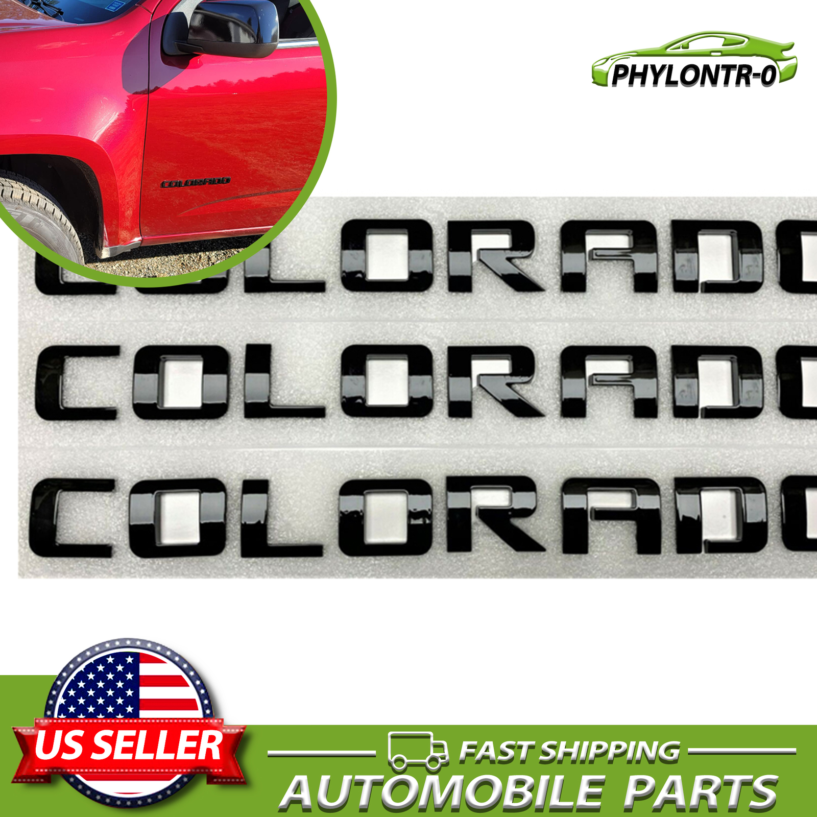 3X GLOSS BLACK DOOR&TAILGATE EMBLEM FOR COLORADO LETTER NAMEPLATE BADGE ...