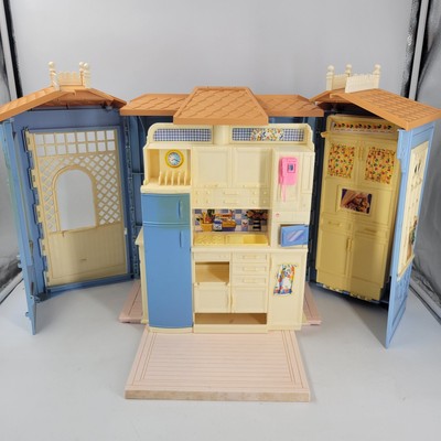 Mattel Barbie 1998 Family Cottage Blue Fold Out Doll House No Sound | eBay