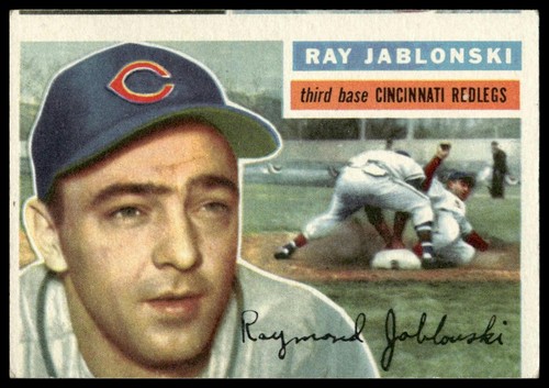 1956 Topps Ray Jablonski #86a White Back Cincinnati Redlegs Baseball | eBay