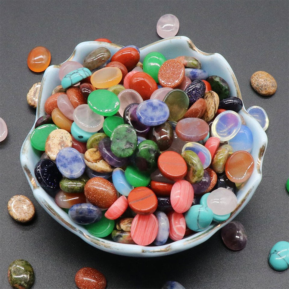 Oval Flat Back Cab Cabochon Natural Gemstone Beads Polished Jewelry ...