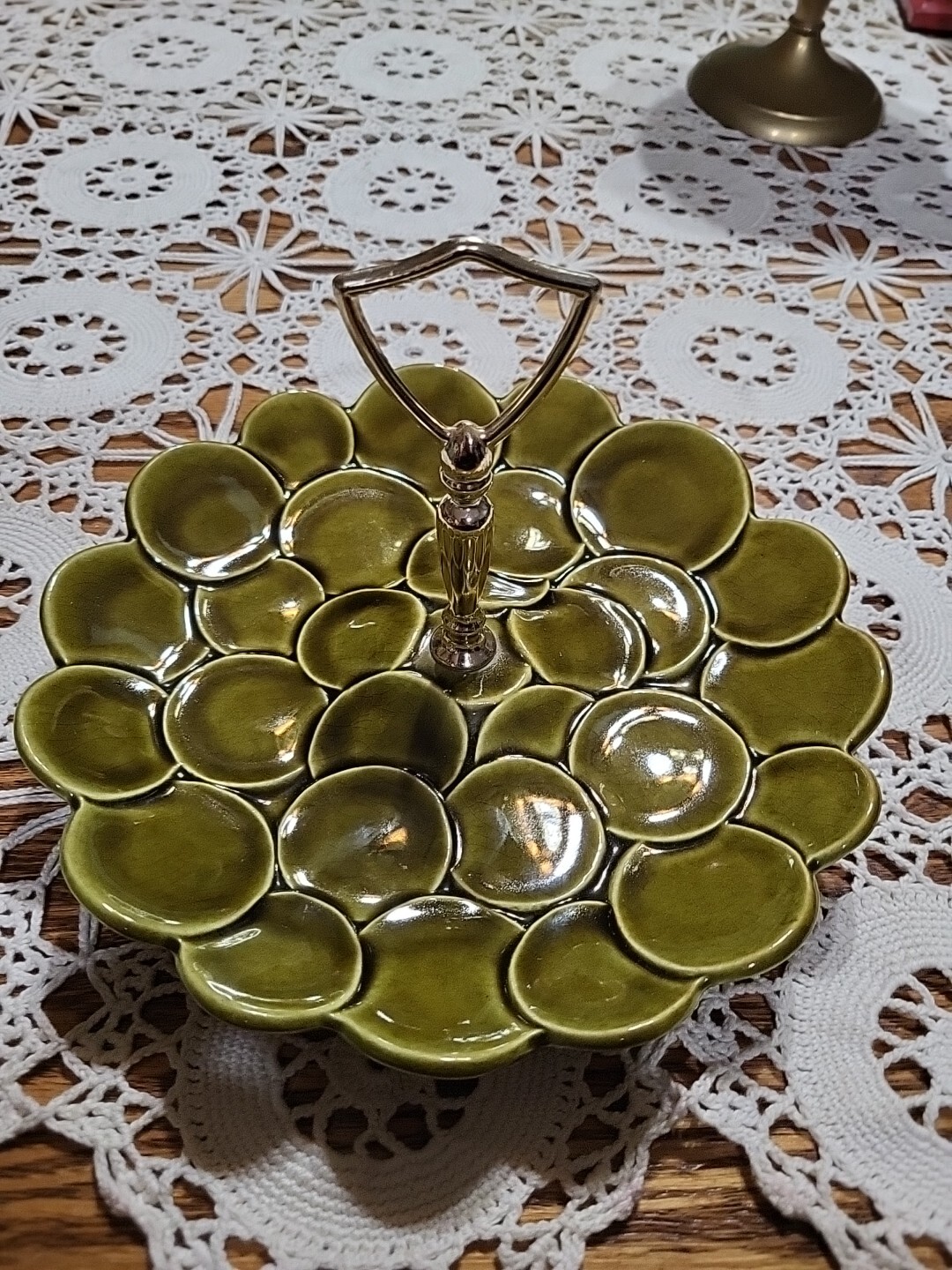 1970s Retro Mod Green Pottery Tidbit Tray | eBay