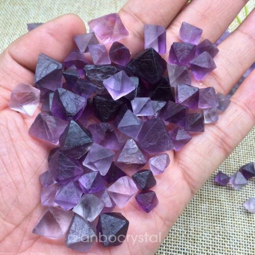 2.2LB Natural Purple Fluorite octahedron Quartz Crystal Reiki Healing ...