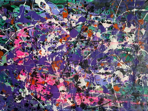 Jackson Pollock Original Hand Painted Abstract Expressionist Purple ...