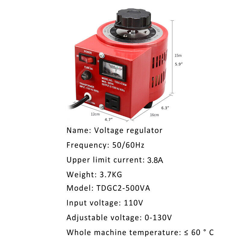 110/220V 0.5/1/2/3KVA Variac Power Supply Variable AC Voltage Regulator ...
