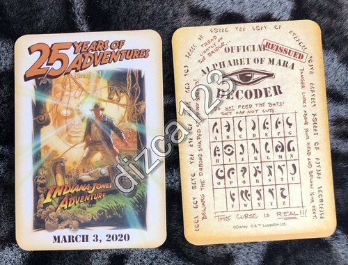 Disney Indiana Jones Adventure 25th Anniversary Mara Decoder Card ...