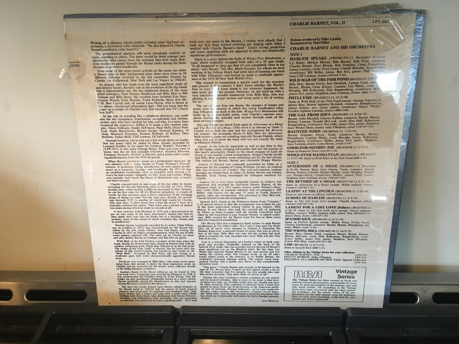 CHARLIE BARNET - Vol. 2 ~ RCA 567 [MINT SEALED] w/Martin McCook ...