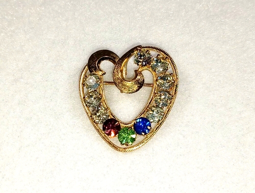 Vintage 14K Gold Filled Rhinestone Heart Signed dce Brooch/Pin | eBay