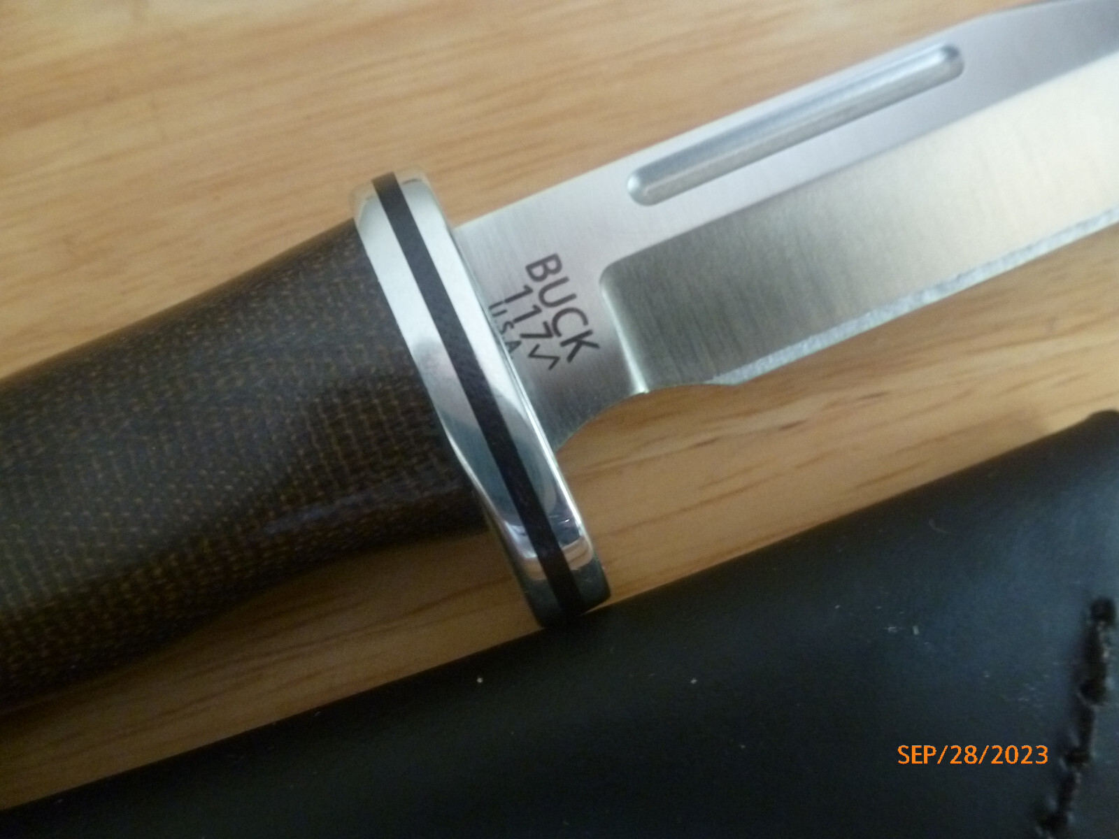 Buck 117 GRS Pro Brahma Green Micarta Fixed Blade Knife USA W/Leather ...