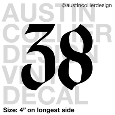 4" NUMBER 38 vinyl decal car truck window laptop sticker - lucky | eBay