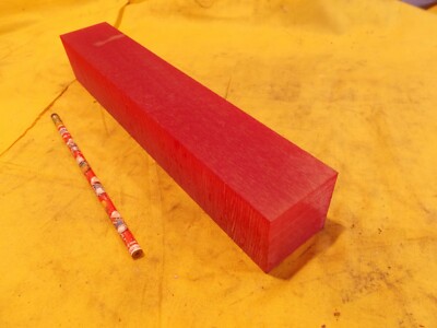 RED ACRYLIC SQUARE BAR - machinable plastic flat sheet stock 2" x 2" x ...