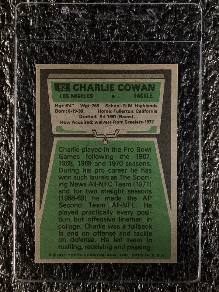 1975 Topps Football #92 Charlie Cowan NM | eBay