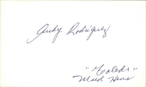 Andy Rodriguez Signed 3x5 Index Card Cut 1968-77 Jersey City Indians ...