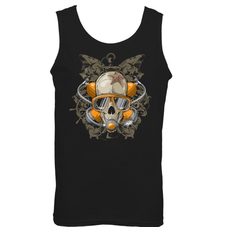 Scuba Skull Mens Funny Vest Dive Diving Diver Mask Top Deep Sea ...