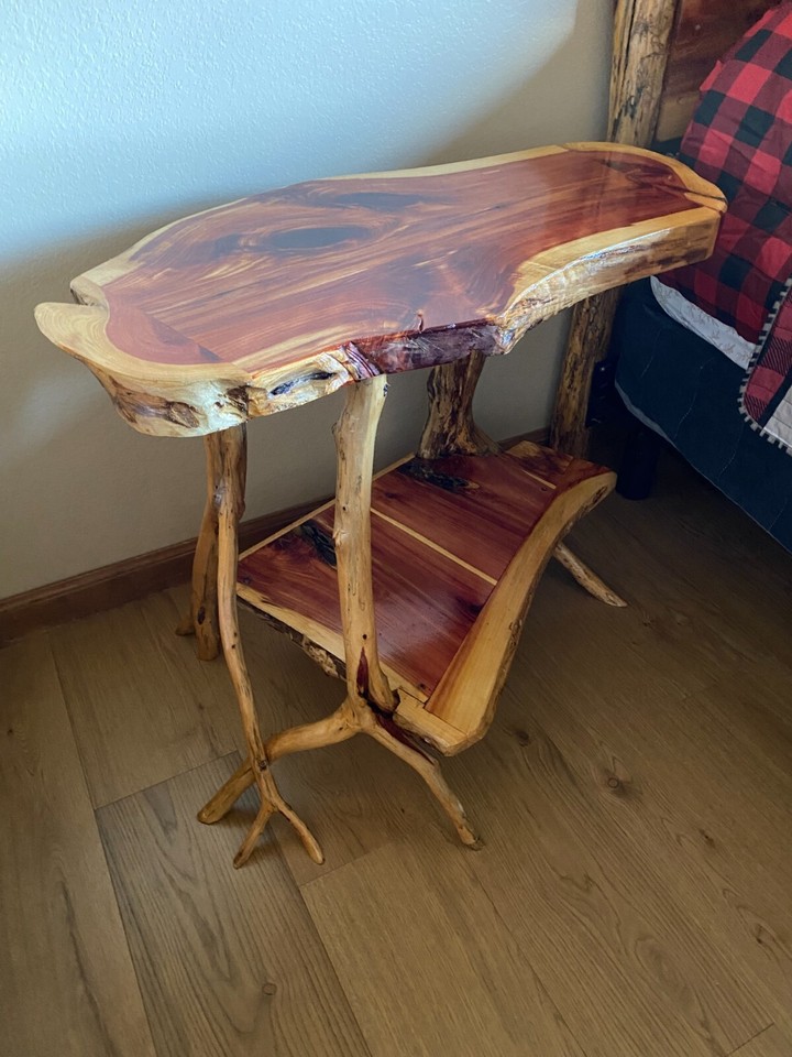 Rustic Red Cedar Beautiful HANDMADE Log Leg End Side Table/Magazine ...