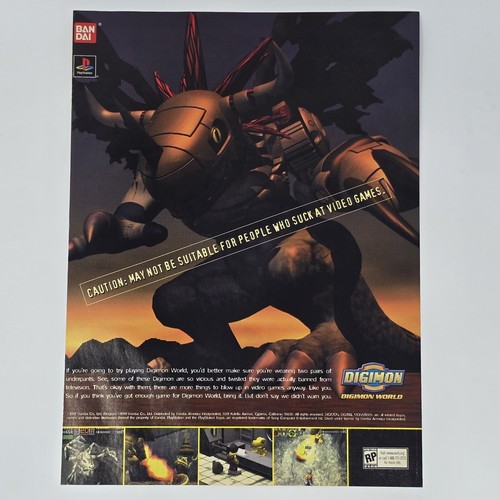 Digimon World Sony PlayStation PS1 Caution Print Ad/Poster Official ...