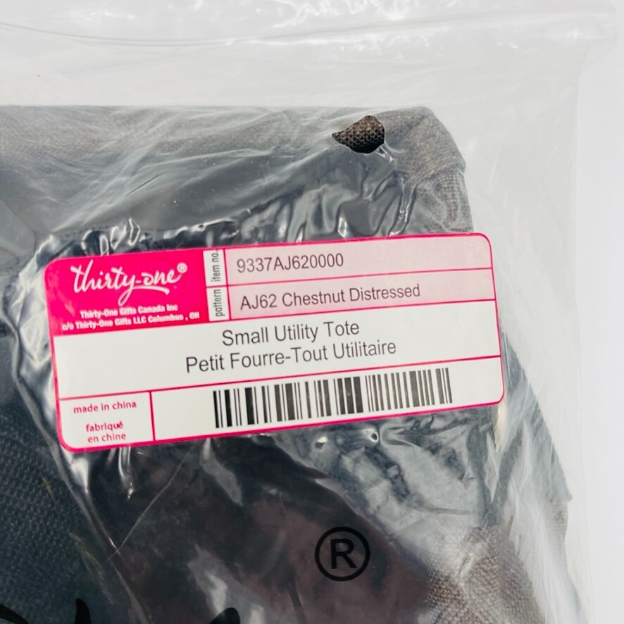 Thirty-One Small Utility Tote Chestnut Distressed Brown AJ62 Double ...