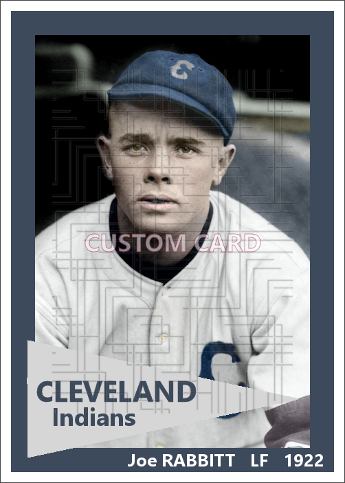 Joe Rabbitt - 1922 Cleveland baseball - 2.5 x 3.5 custom card (blank ...
