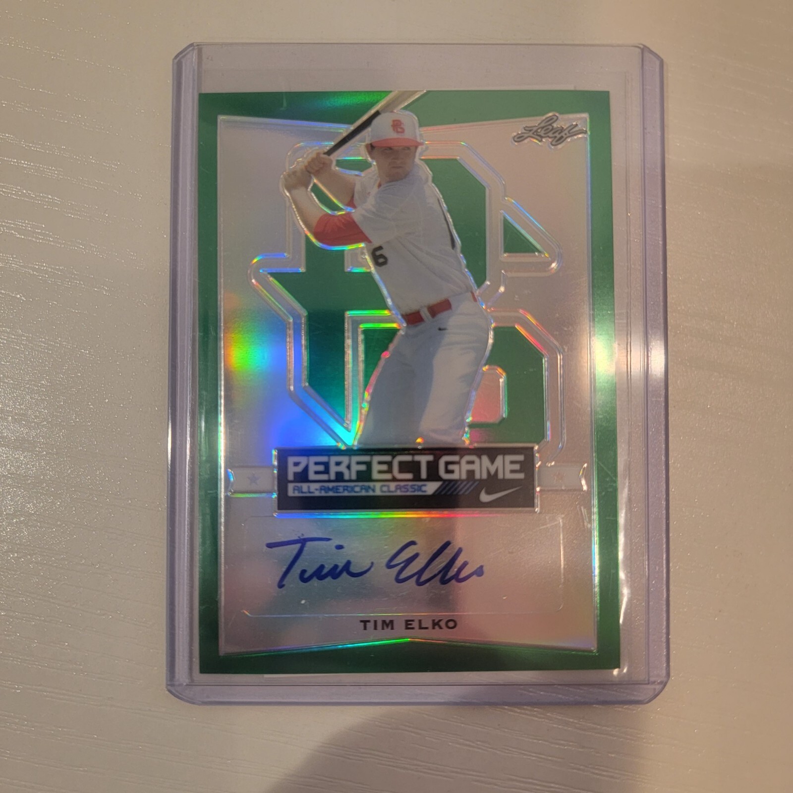 Tim Elko Autograph Perfect Game Pre-Production Proof Green one of one # ...