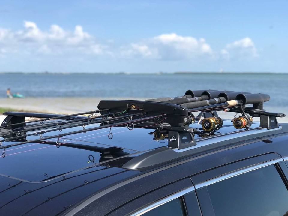Low Profile Car / SUV Roof Rack Fishing Rod Transportation System 4 Rod ...