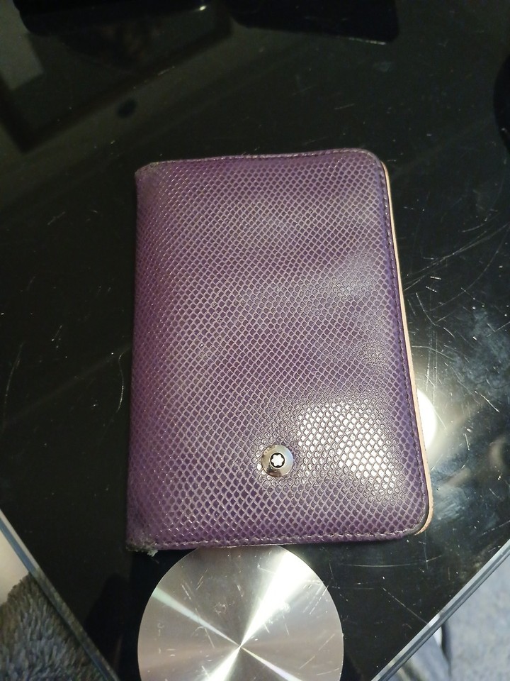 Mont Blanc Purple and Sand Colour Card Wallet with Star Stud On Front ...