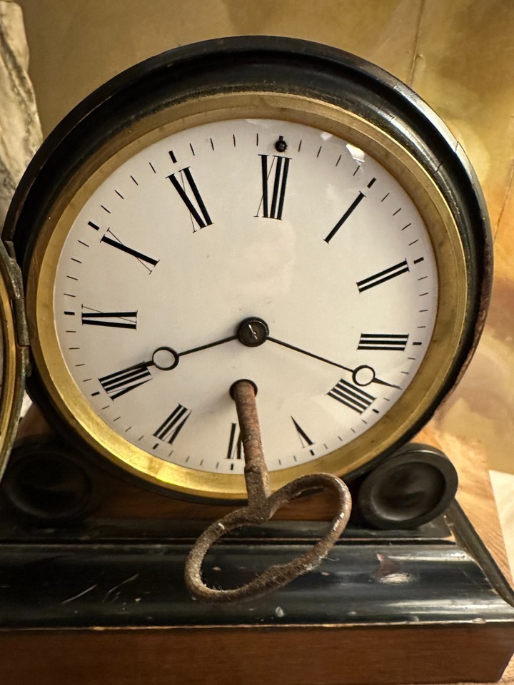 Victorian drum head clock with delightful inscription inside back cover ...