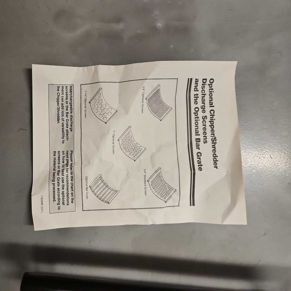 OEM Troy Bilt 47024 Chipper Shredder Optional Screen 1763534 Bar Grate ...