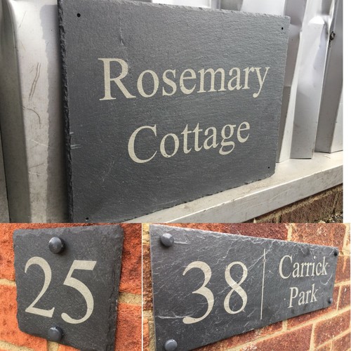 Rustic Slate House Gate Sign Plaque Door Number Personalised Name Plate ...