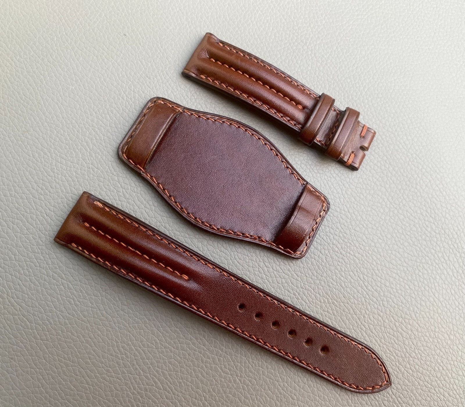 28 26 24 22 20 18 16mm genuine Veg cowhide watch band, handmade leather ...